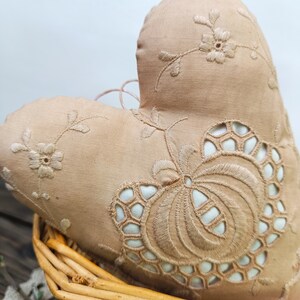 Cottagecore Decorative Heart, Shabby Chic Lace Heart, Rustic Fabric ...