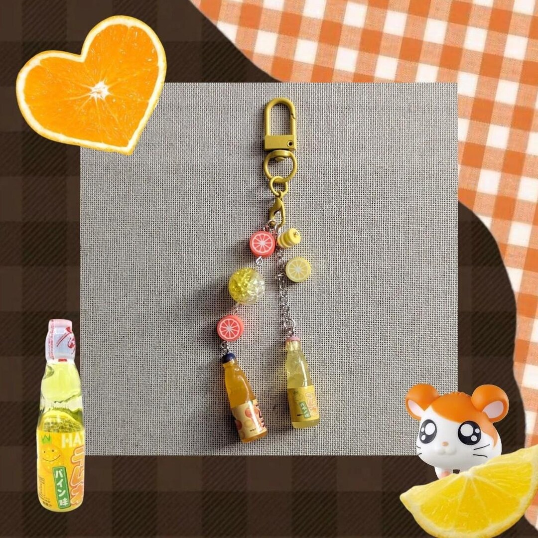 Orange and Yellow Ramune Charm Keychain - Etsy