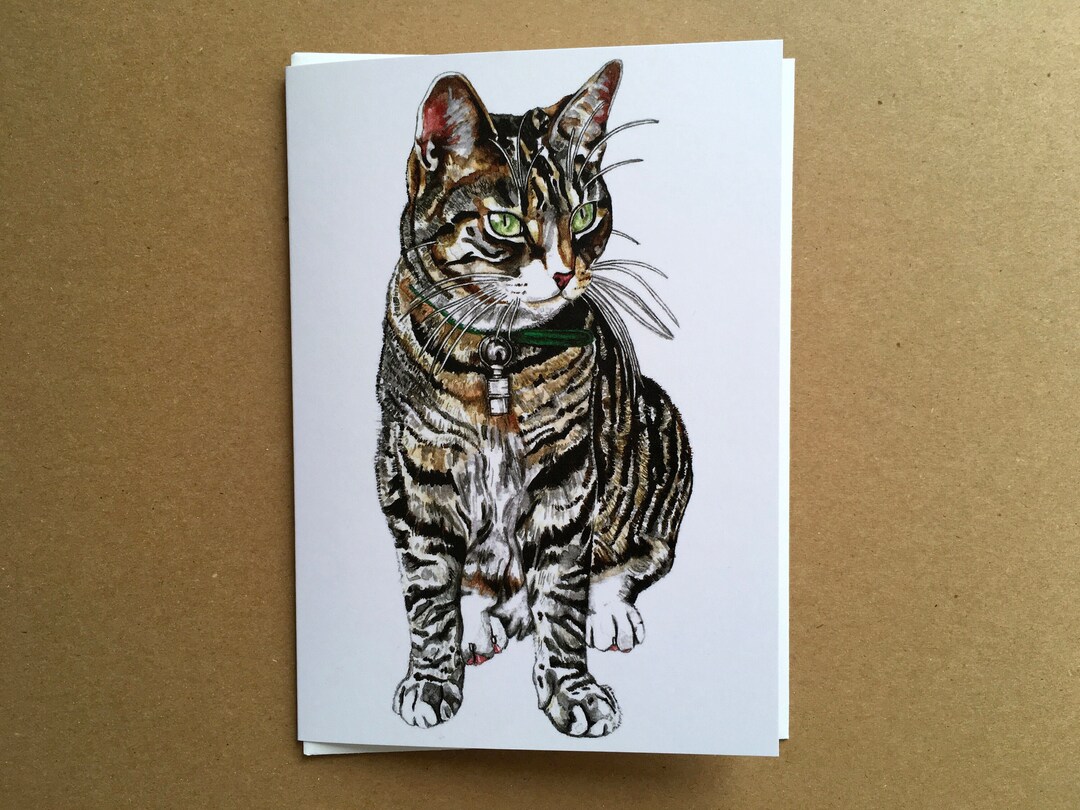 Cat Card, Tabby Cat Card, Tabby Cat Birthday Card, Cat Thank You Card ...
