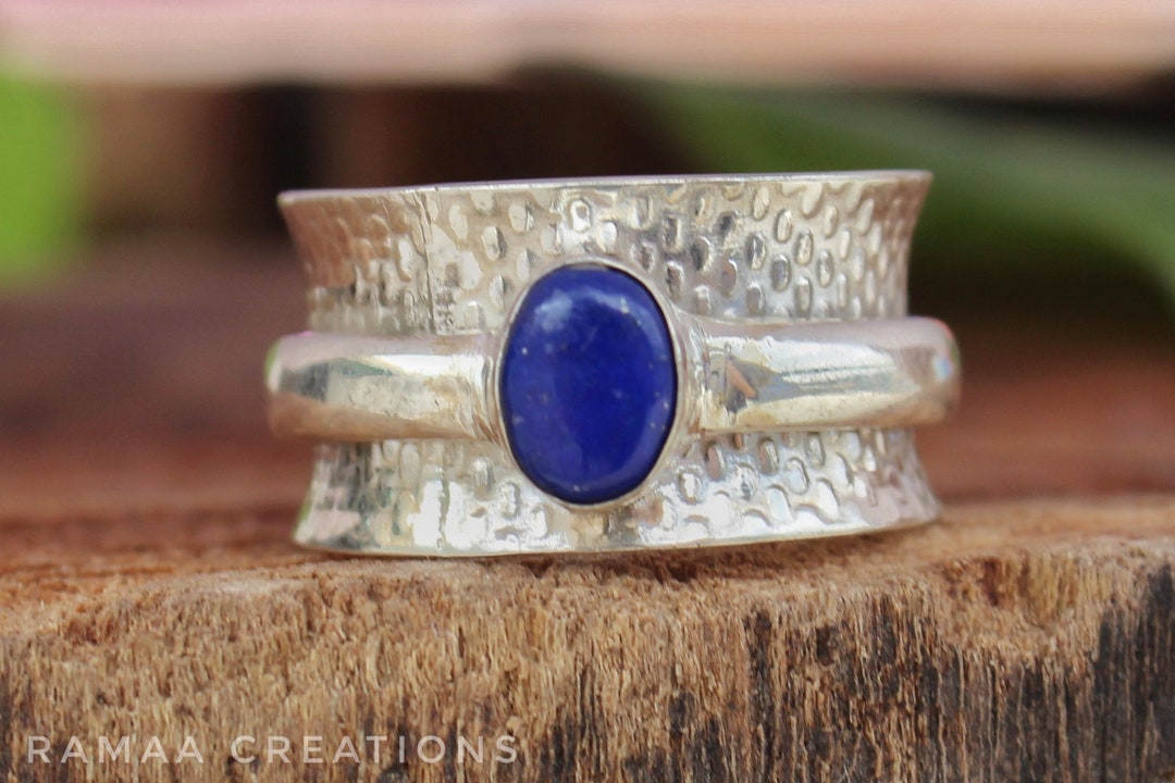 Lapiz Lazuli Spinner Ring | Anxiety Silver Spinner Ring | Fidget ...