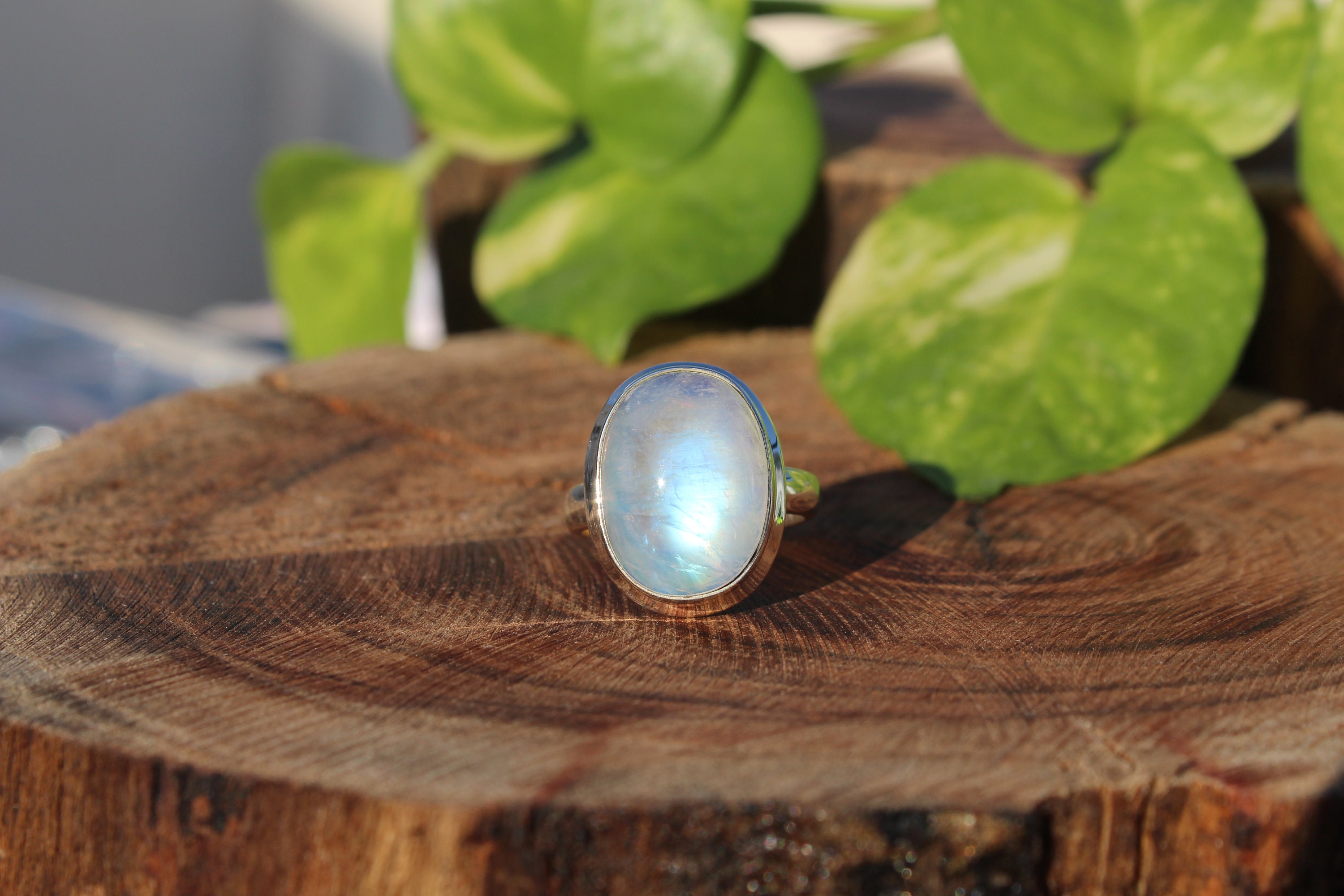 Moonstone Ring Natural Rainbow Moonstone Oval Shape - Etsy