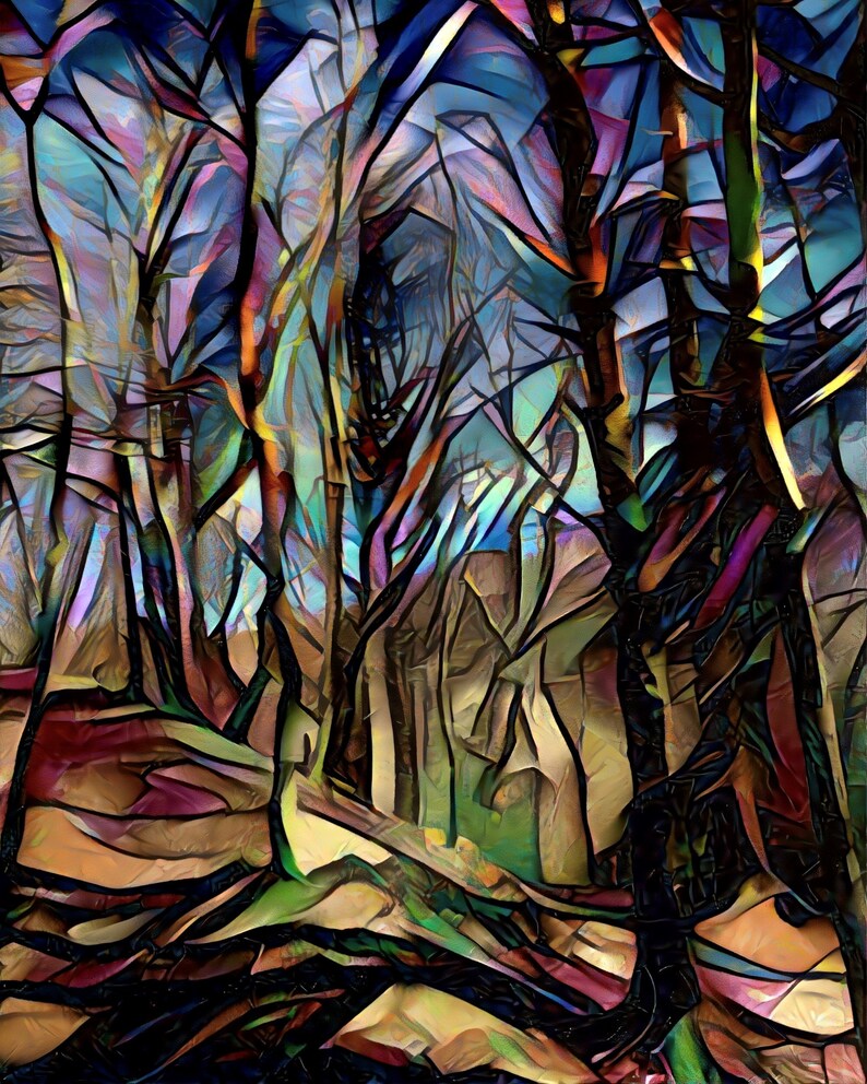 Abstract Forest Art Print, Abstract Tree Print, Nature, Woodland Tree ...