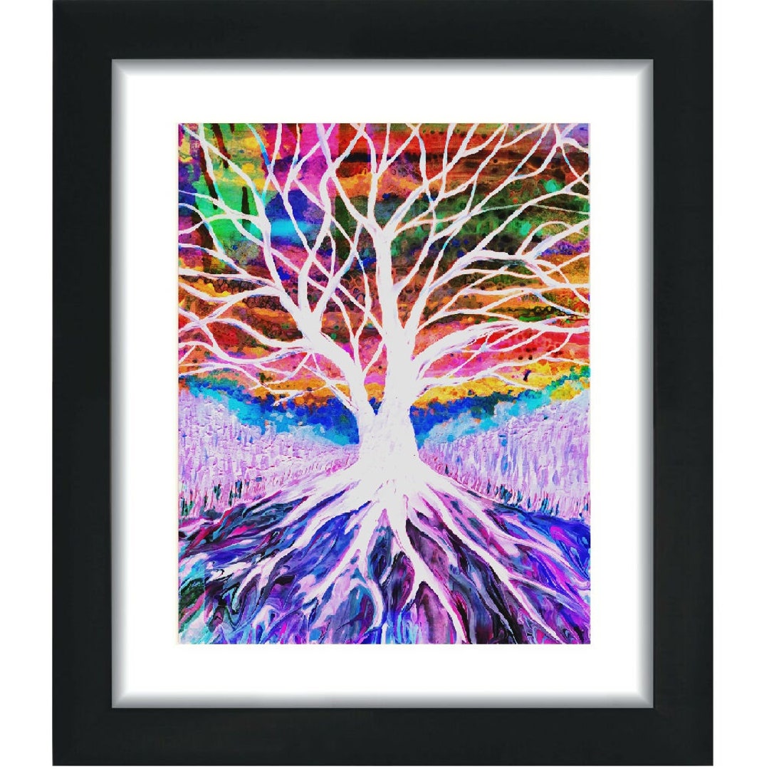 Colourful Tree Print, Tree of Life, Abstract Tree Wall Art, Bright Tree ...