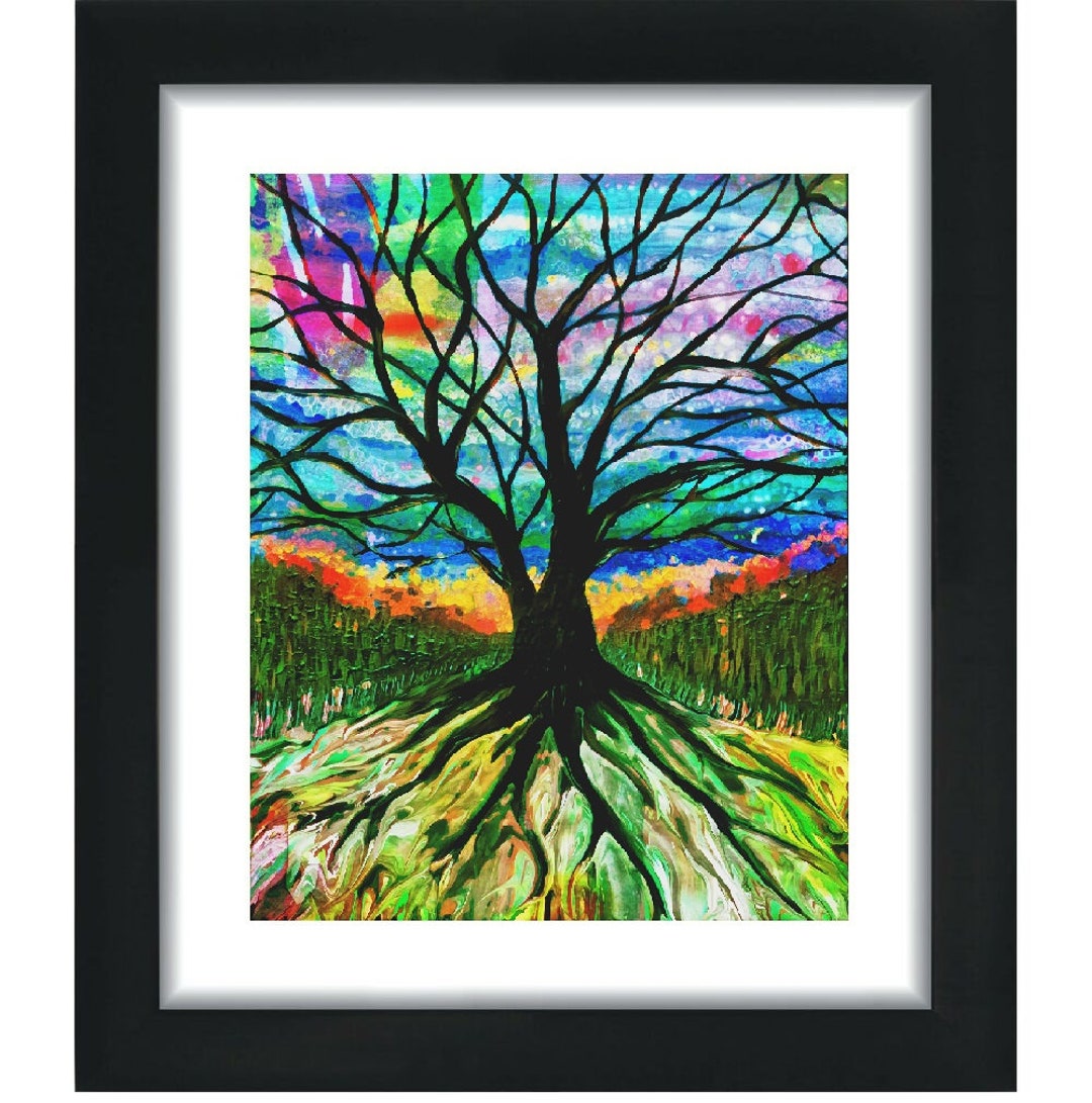 Tree of Life, Colourful Tree Print, Abstract Tree Wall Art, Bright Tree ...