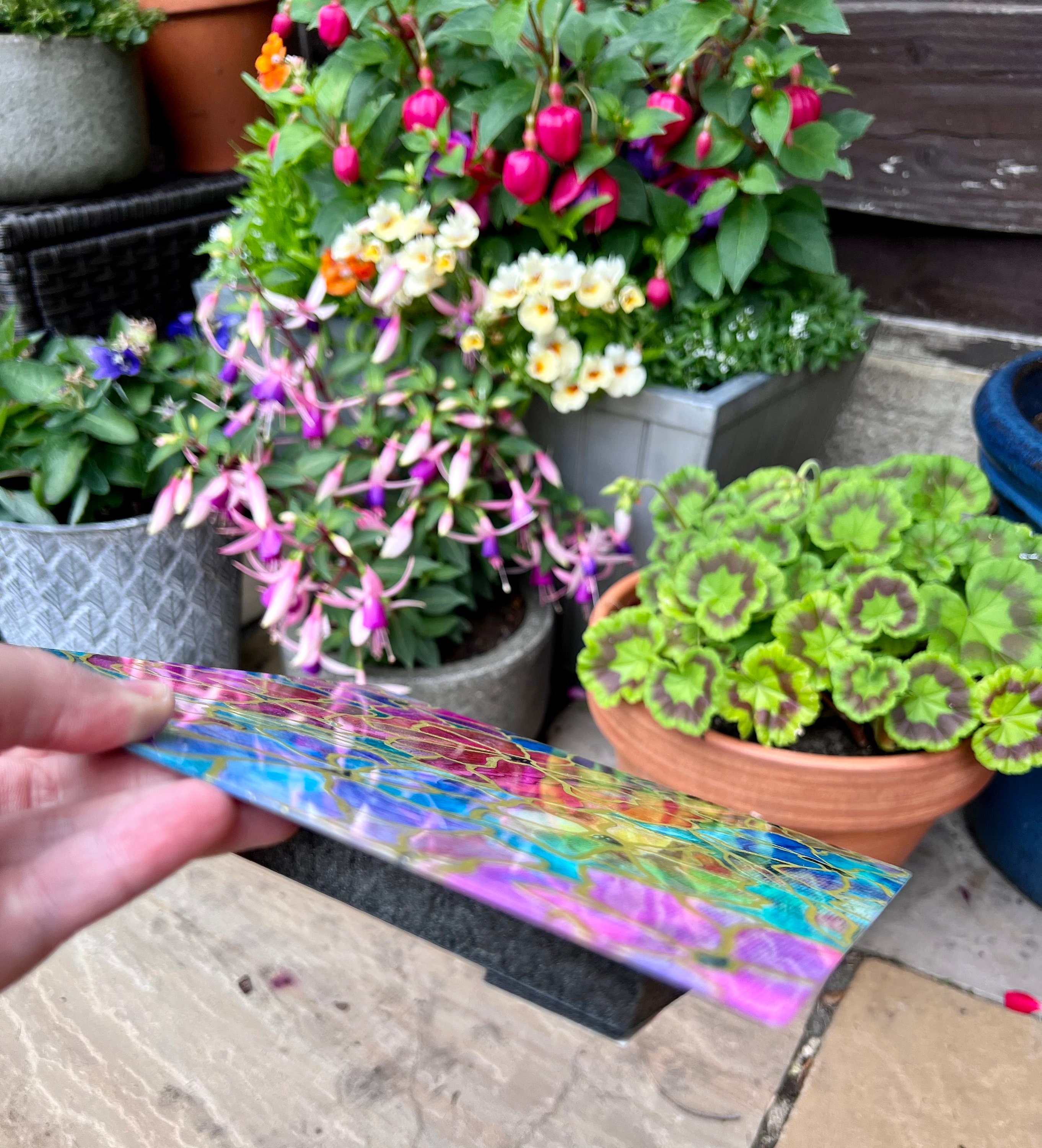 Floral Glass Wall Tile, Wall Art, Colourful Abstract Flower Embellished ...