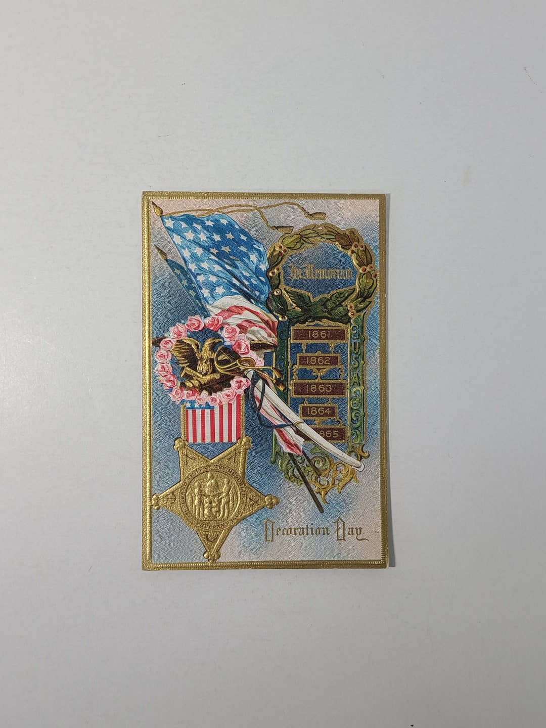 Antique Patriotic Postcard Decoration Day. NCA Series No 3. GAR Veteran ...