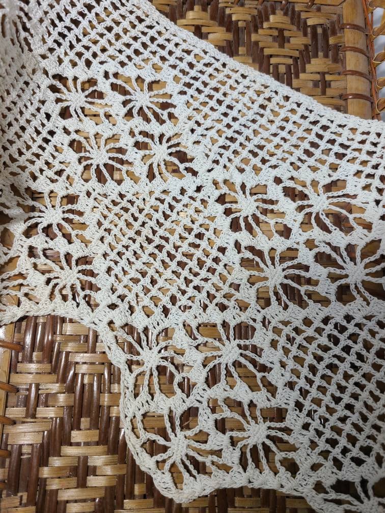 Hand Crocheted 8 Wide Lace Edging. Vintage Crocheted 22 Shelf Edging ...