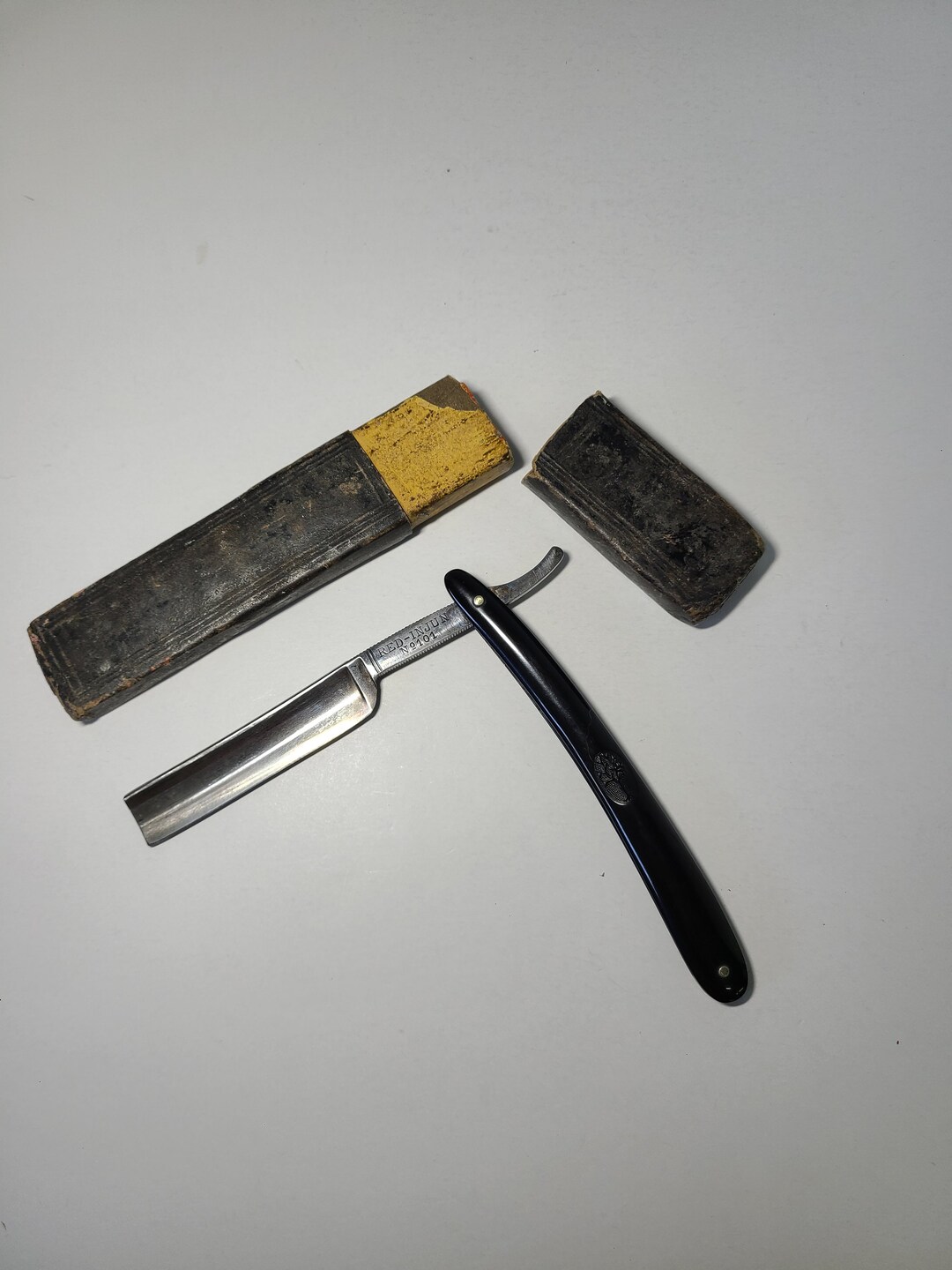 H. Boker Straight Razor. Antique Red Injun No 101. Henry Martin Hamburg ...