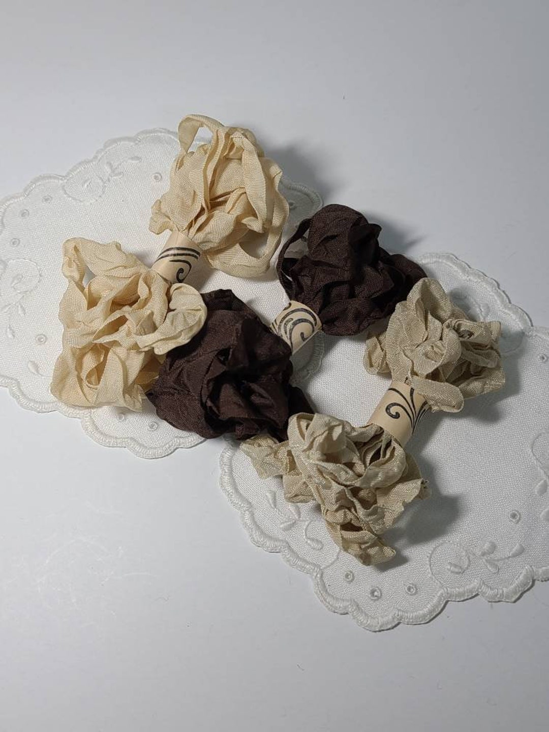 6 Yards Crinkled Rayon Ribbon. Assorted Vintage Seam Binding Crinkled ...