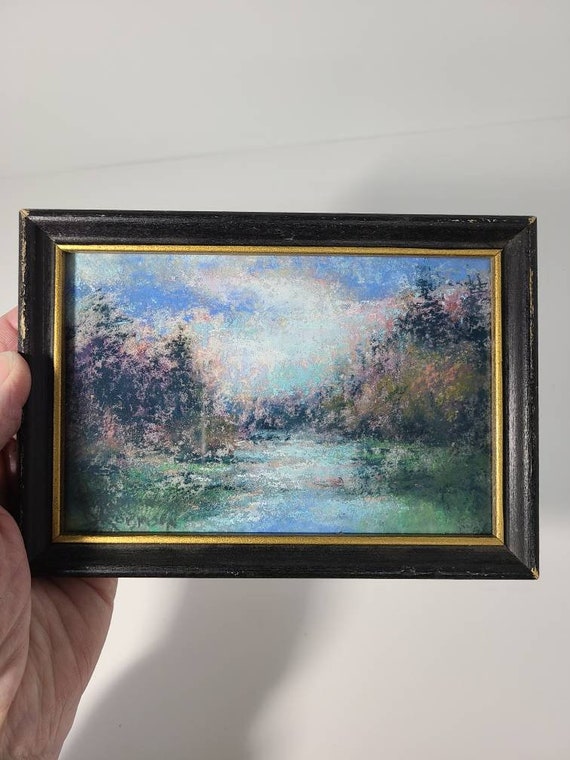 Original 4x6 Pastel Landscape Painting in Vintage - Etsy