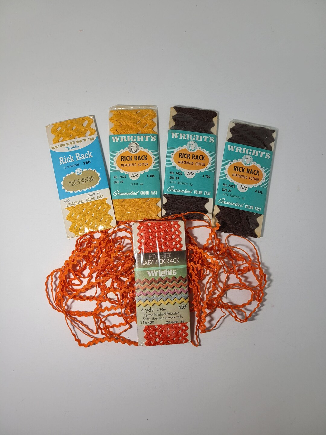 Vintage Cotton Rick Rack. Gold, Orange, and Brown Cotton Rick Rack. Lot ...