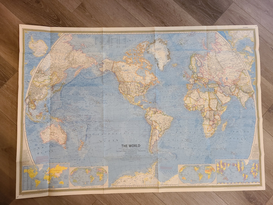 National Geographic World Map. 1965 Vintage Map. . - Etsy