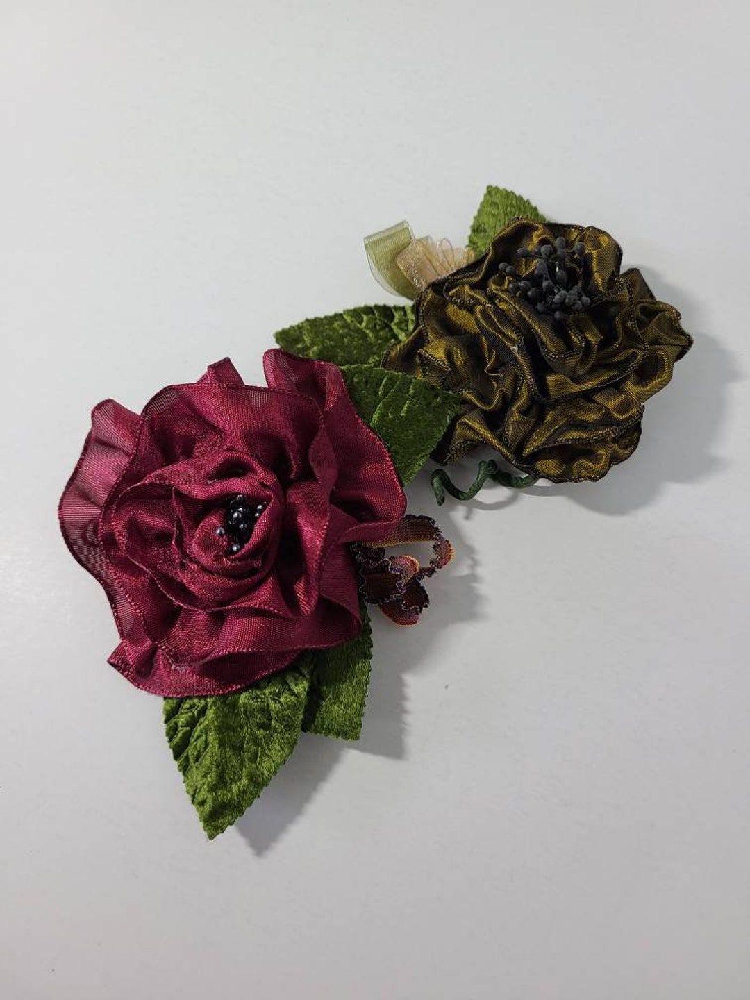 Ribbon Flower Corsages. Vintage Ribbon Brooch. Hat Flowers. Sold ...