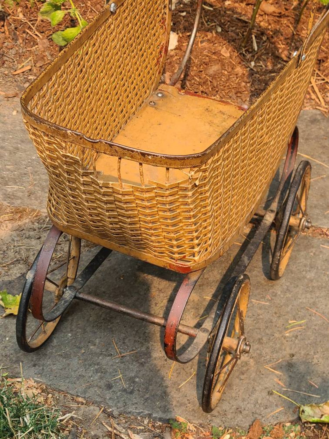 Antique Doll Carriage. Vintage Wicker Toy Baby Doll Stroller. - Etsy