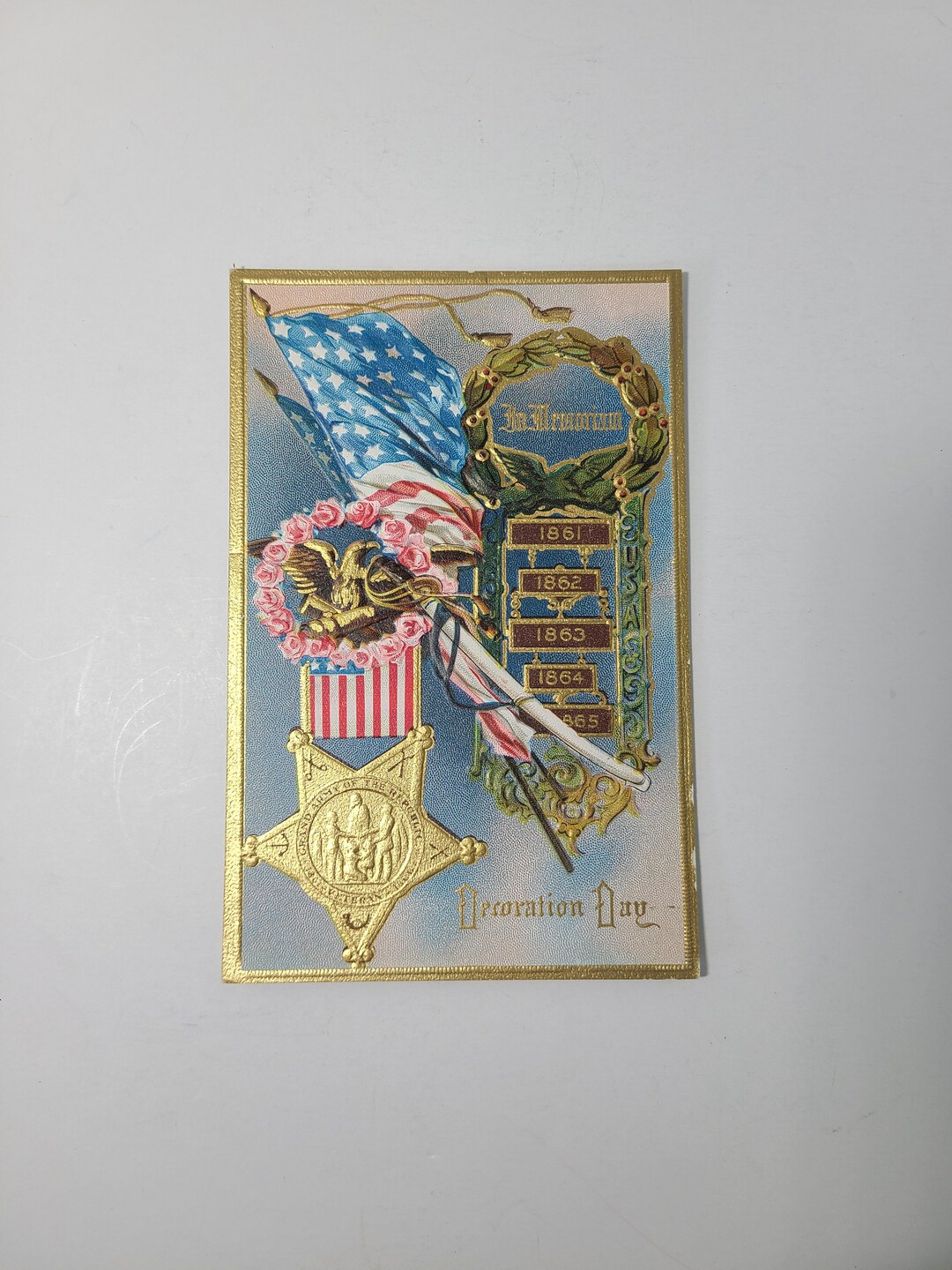 Antique Patriotic Postcard Decoration Day. NCA Series No 3. GAR Veteran ...