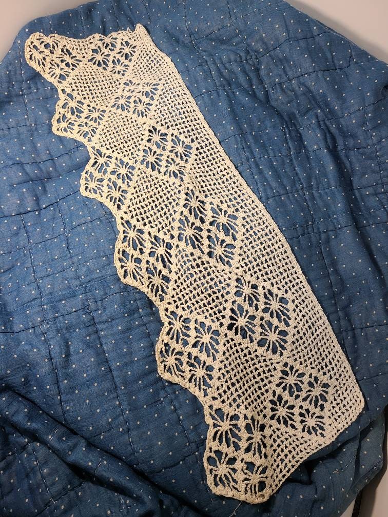 Hand Crocheted 8 Wide Lace Edging. Vintage Crocheted 22 Shelf Edging ...
