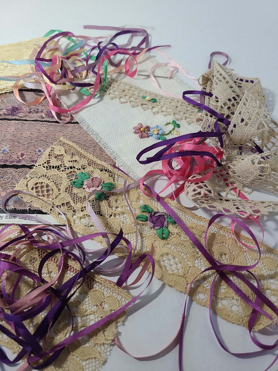 Silk Ribbon and Lace Inspiration Kit. Slow Stitching. Junk Journal. - Etsy