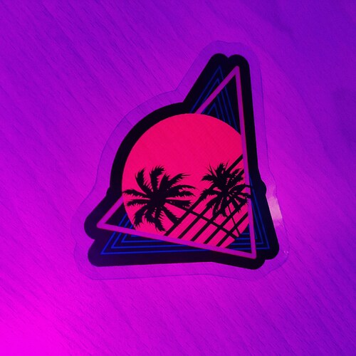 Retro Sun Sticker Synthwave Sticker Retrowave Music Sticker - Etsy