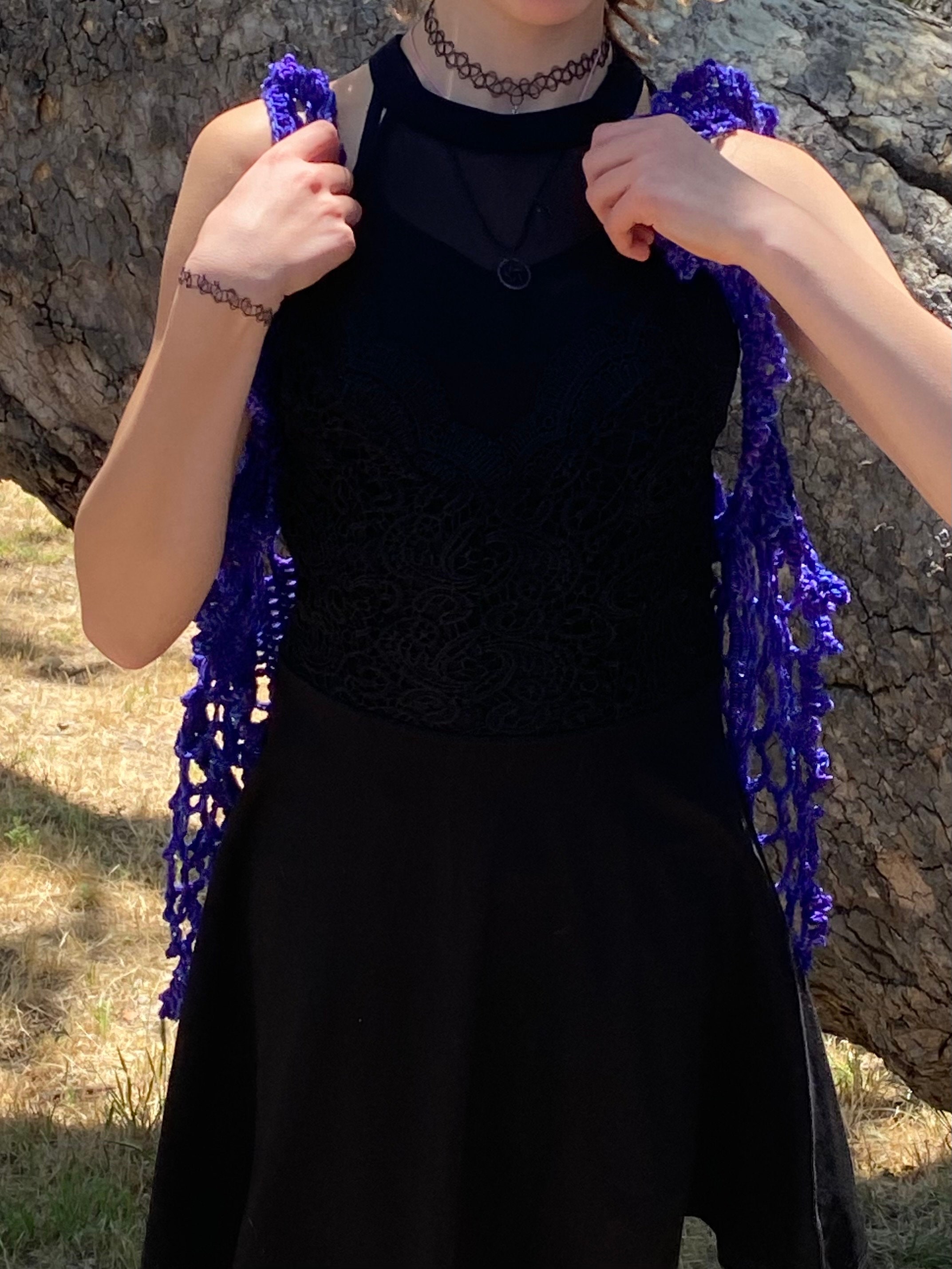 Handmade Boho Sheek Festival Purple Crochet Vest Doily Shawl ...