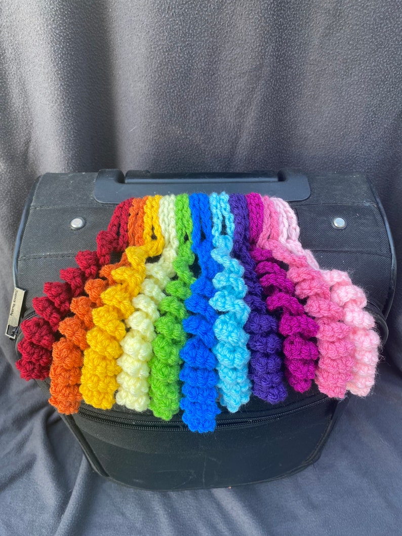 Crochet Luggage Identifier Hyperbolic Curlicue Fringe Bag Tag Spiral ...