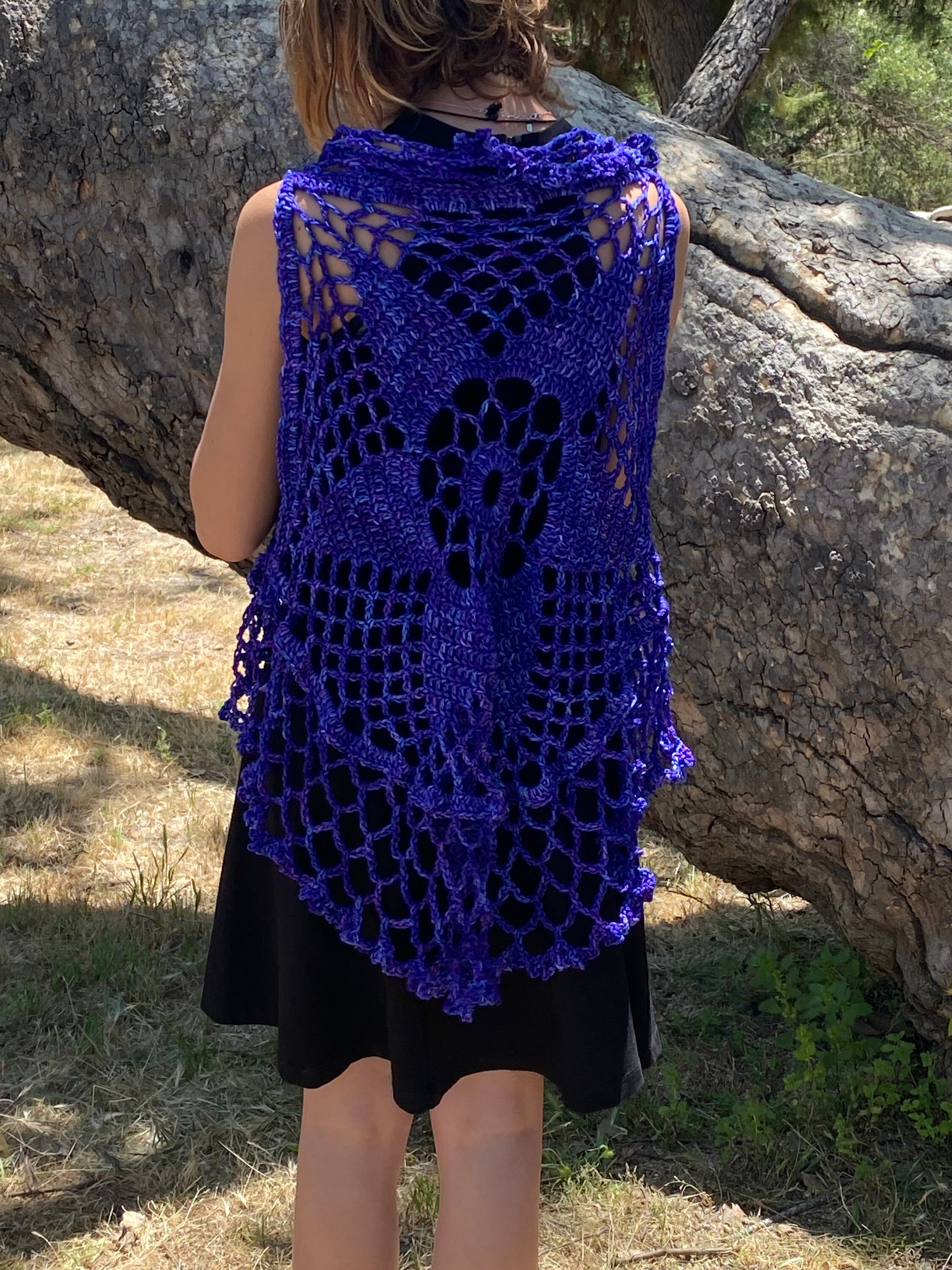 Handmade Boho Sheek Festival Purple Crochet Vest Doily Shawl ...
