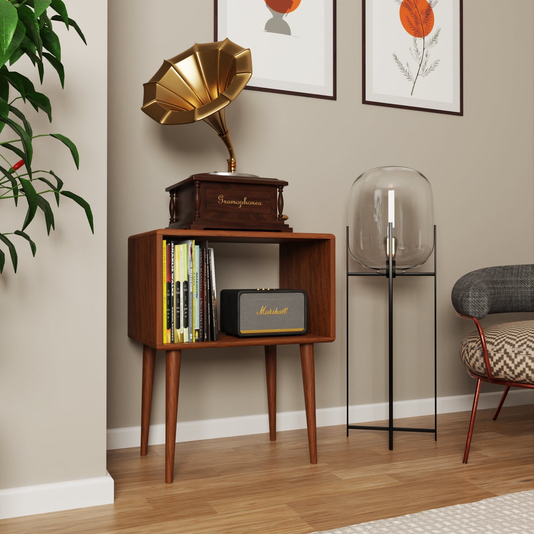 Pine Wood Small Walnut Record Player Stand Vinyl Record - Etsy UK