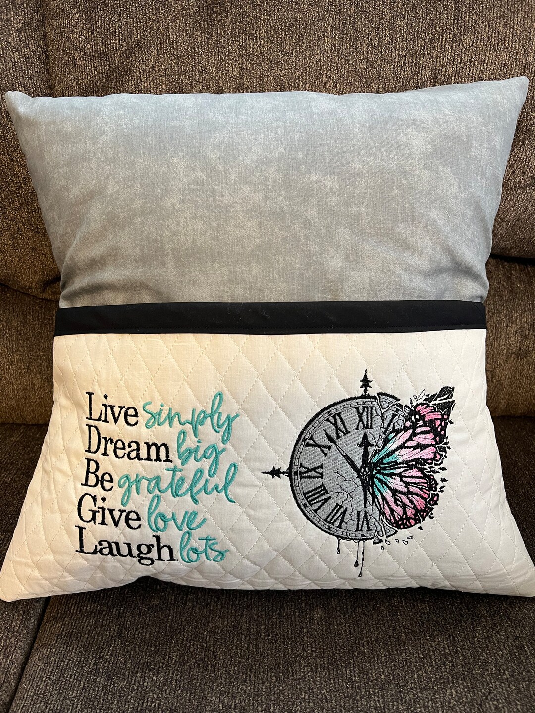 Clock and Butterfly Reading Pillow - Etsy