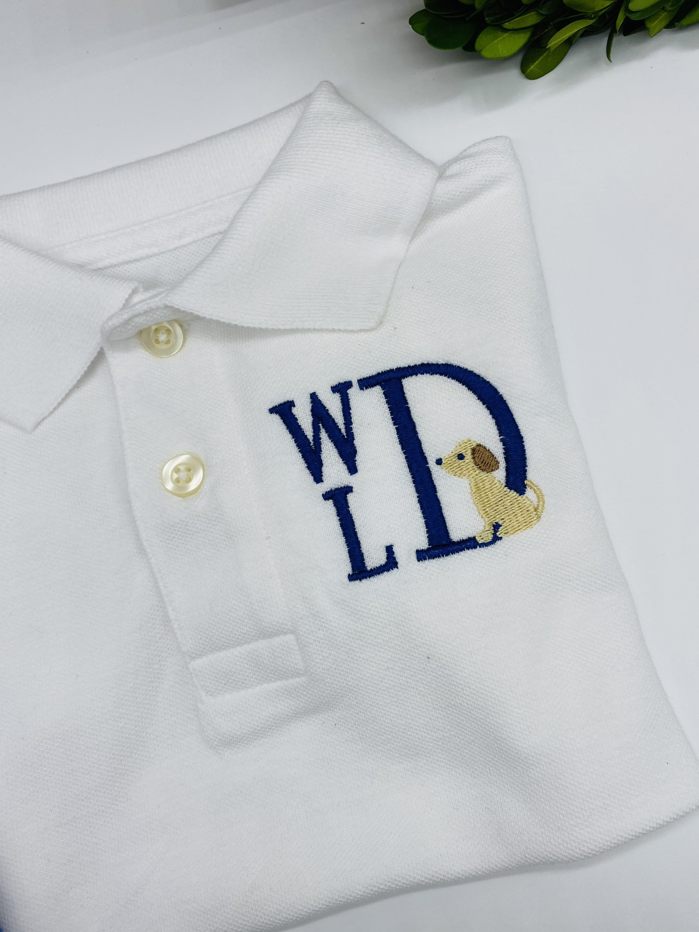 Monogram White Polo Boys Toddler With Puppy Quality Cotton - Etsy