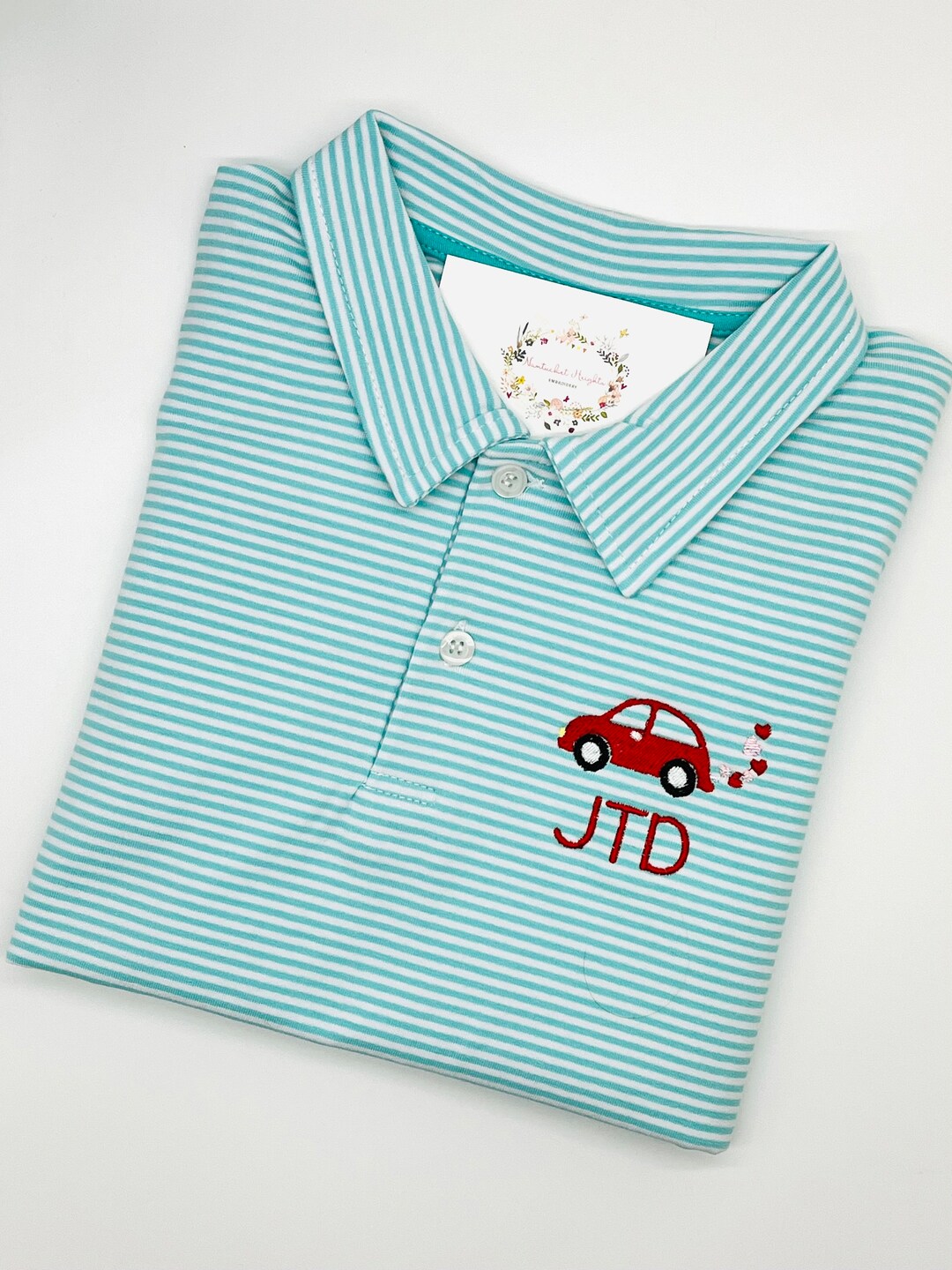 Valentine Car Polo Lt Mint Green Striped Boys Toddler Long Sleeve ...