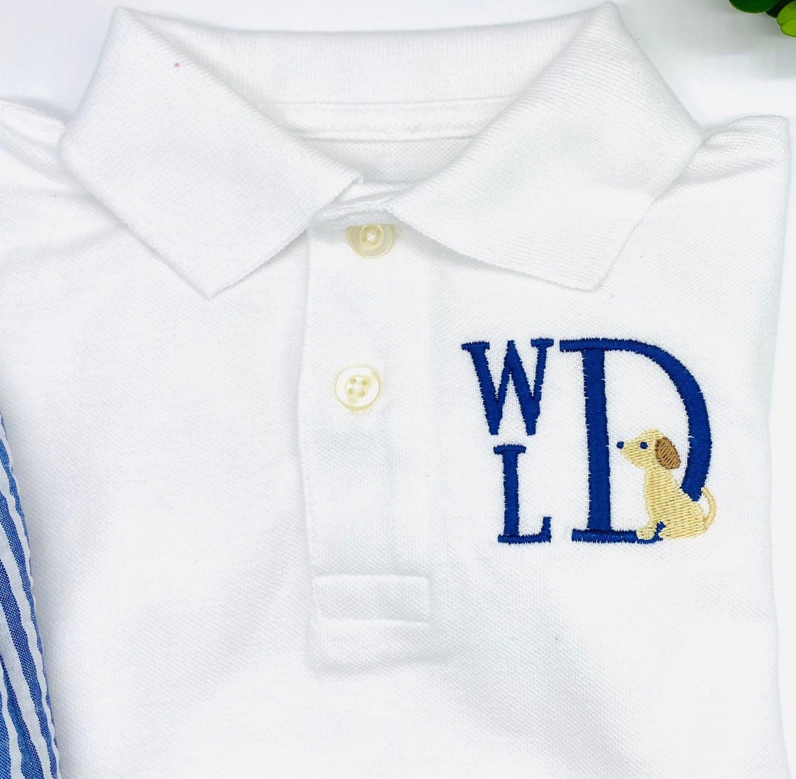 Monogram White Polo Boys Toddler With Puppy Quality Cotton - Etsy