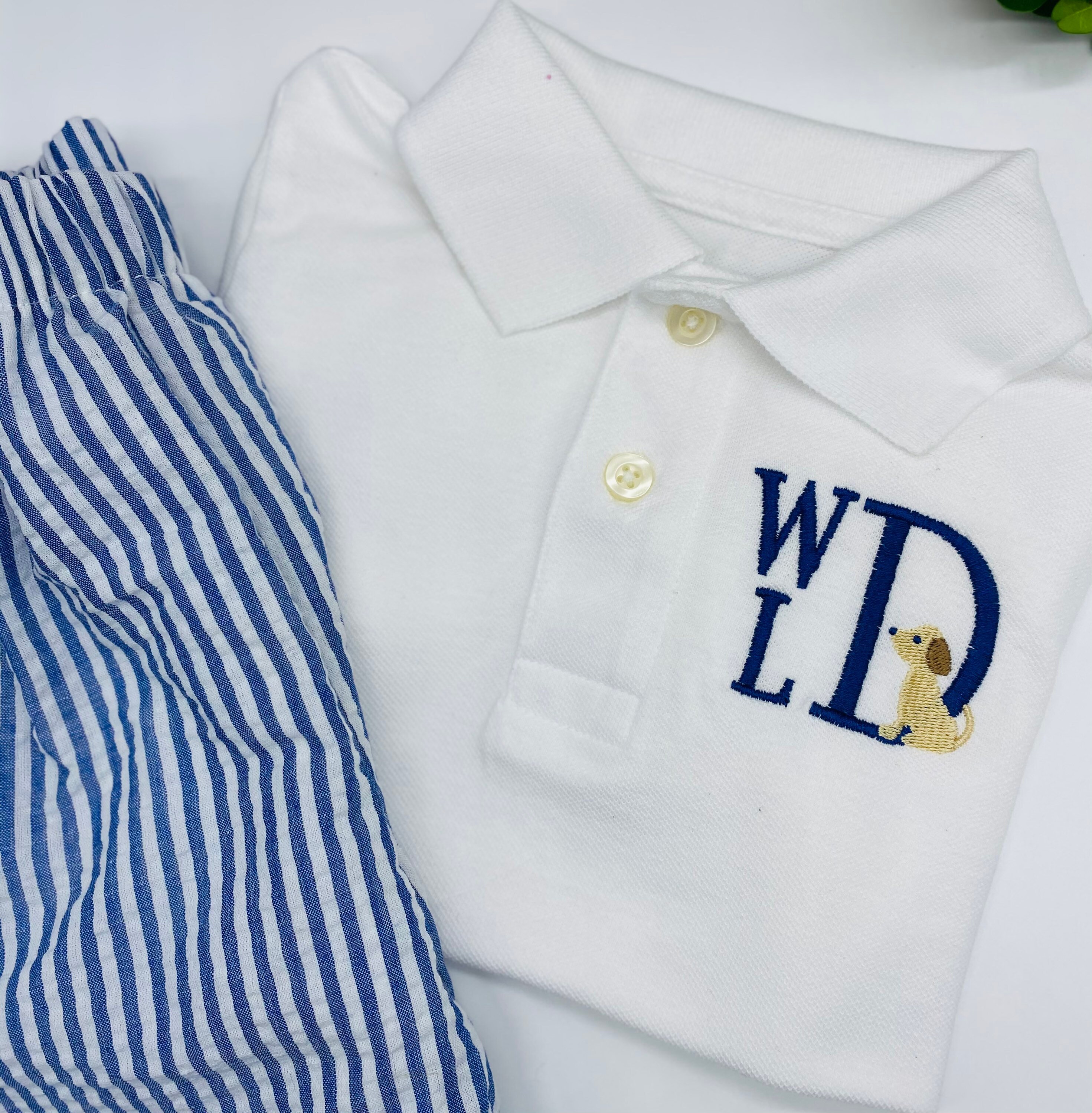 Monogram White Polo Boys Toddler With Puppy Quality Cotton - Etsy