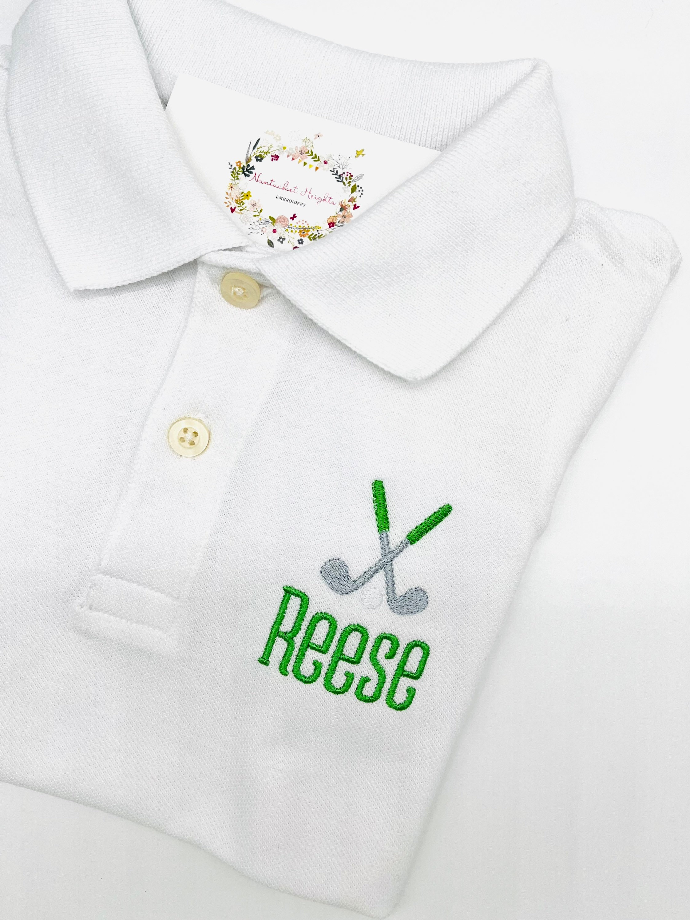 Monogram White Golf Polo Boys Toddler Summer Golf Clubs Polo T-shirt ...