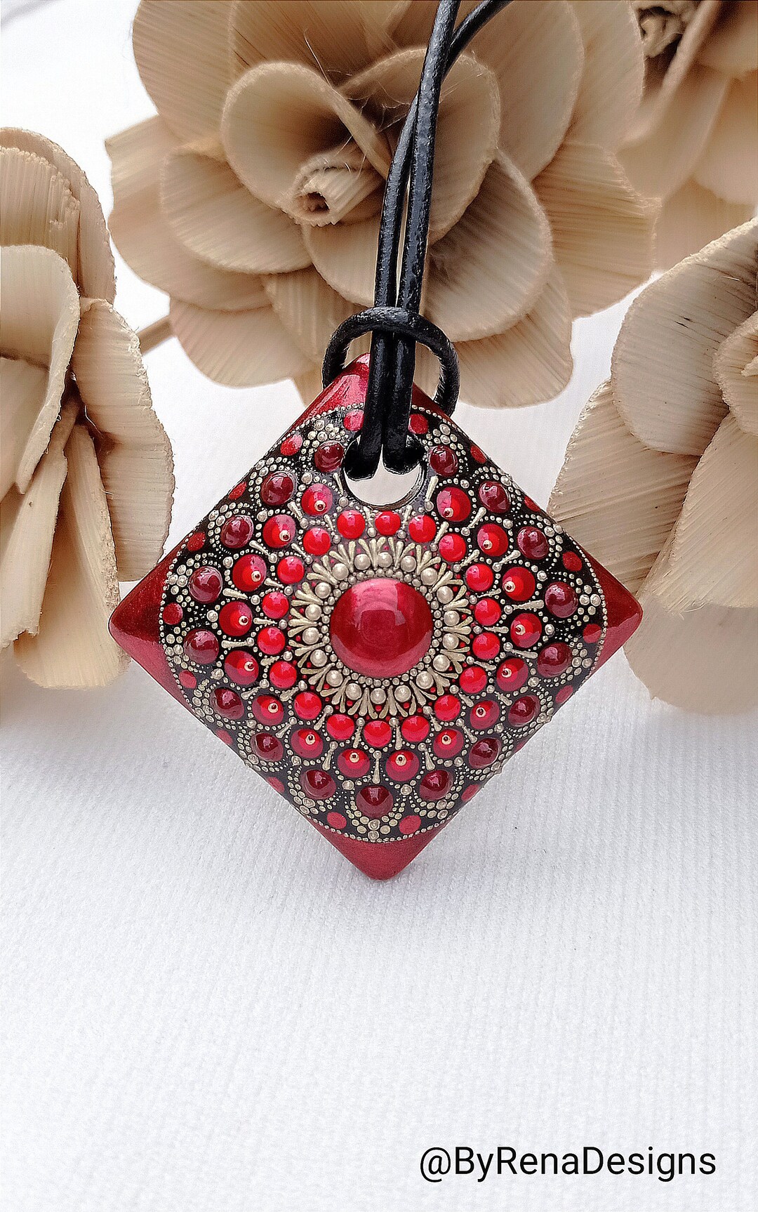 Red gold Mandala Pendant Necklace - Etsy