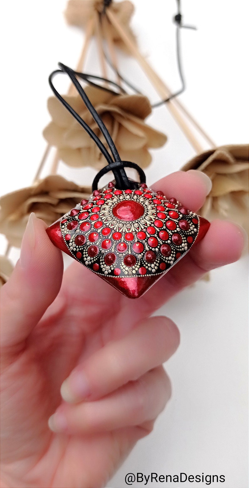 Red gold Mandala Pendant Necklace - Etsy