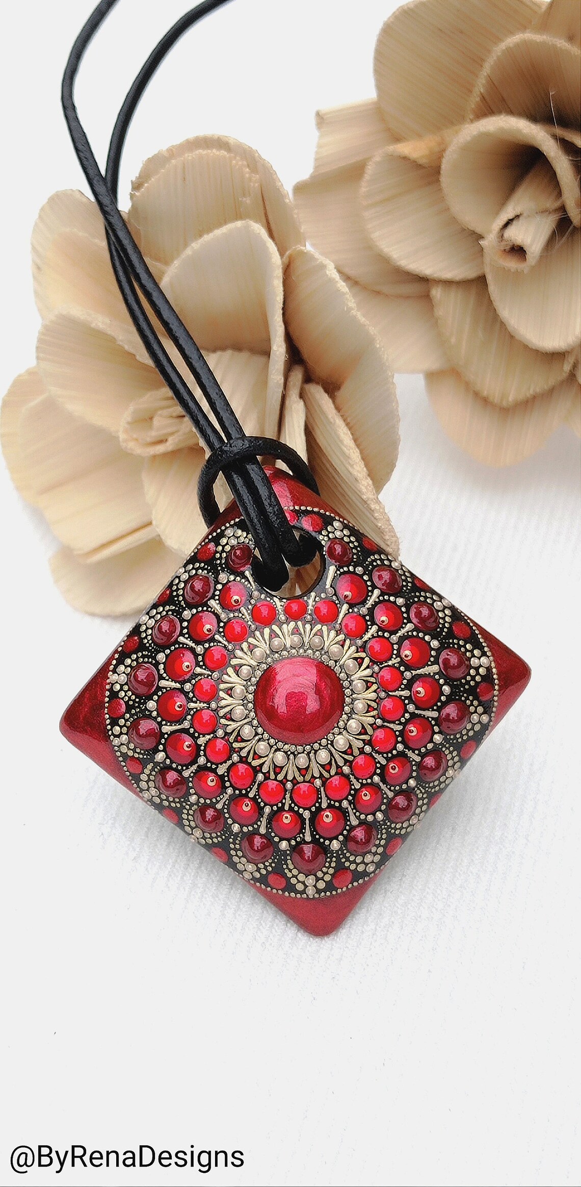 Red gold Mandala Pendant Necklace - Etsy