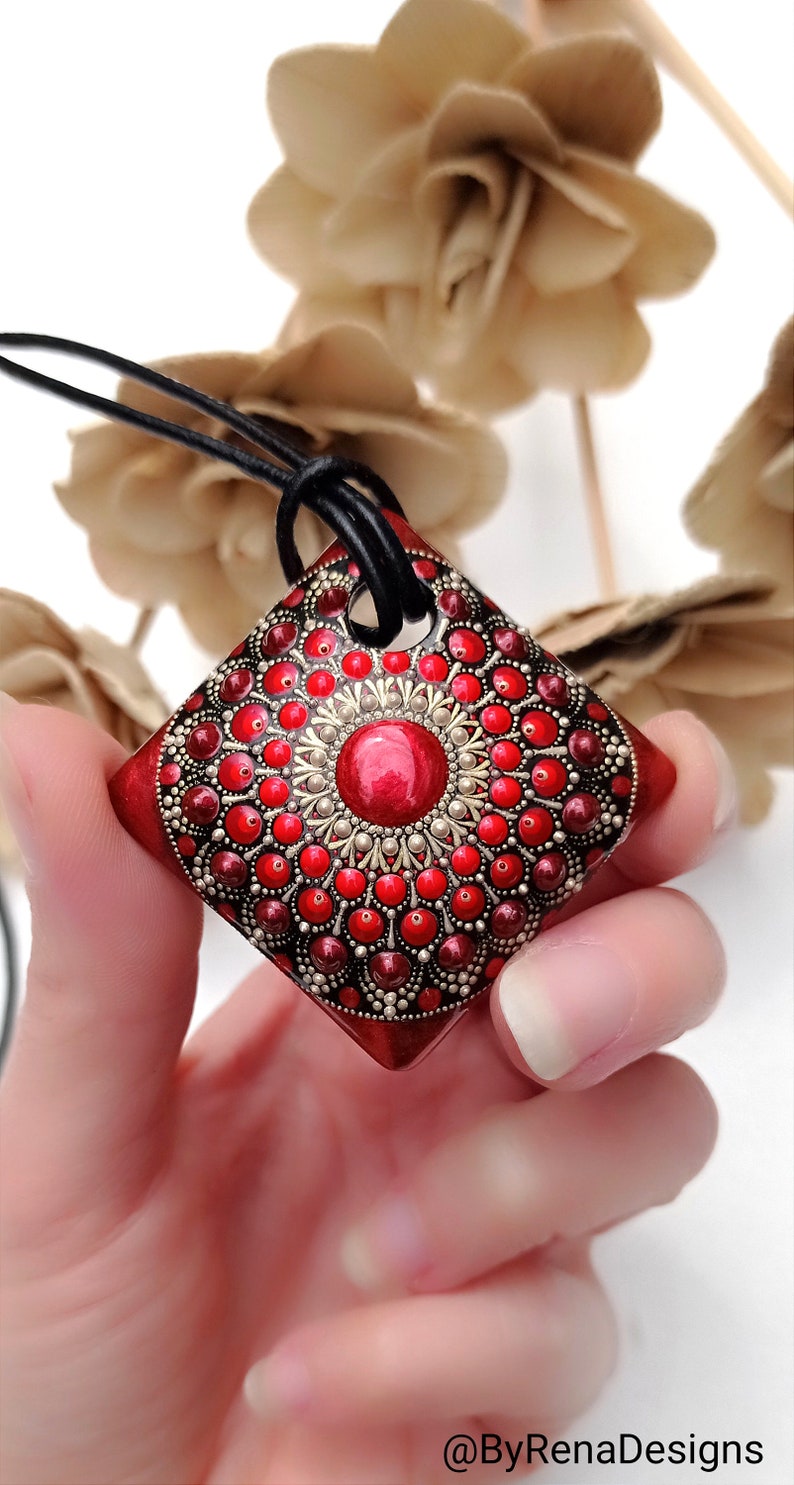 Red gold Mandala Pendant Necklace - Etsy