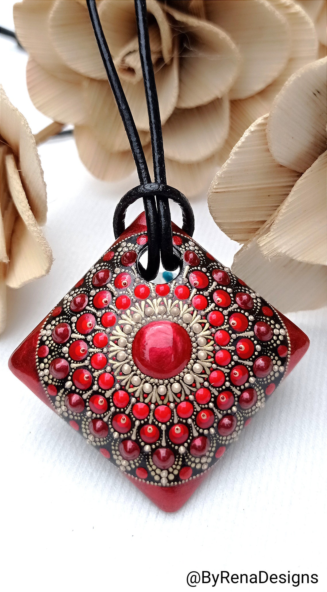 Red gold Mandala Pendant Necklace - Etsy