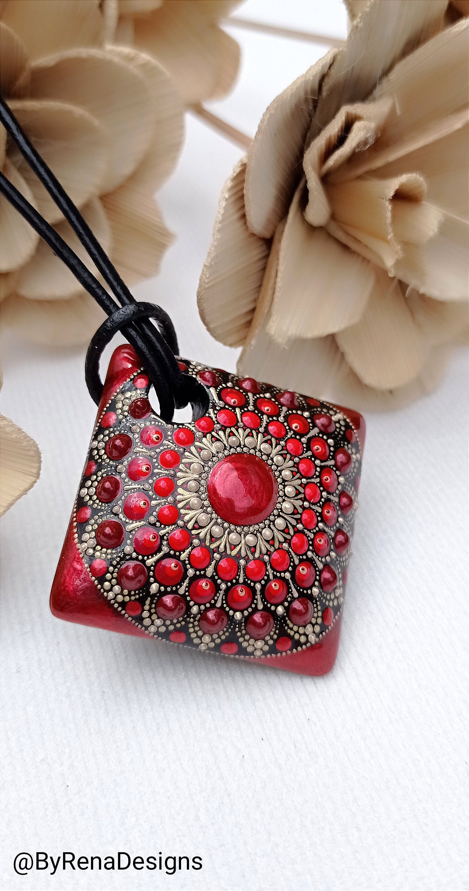 Red gold Mandala Pendant Necklace - Etsy