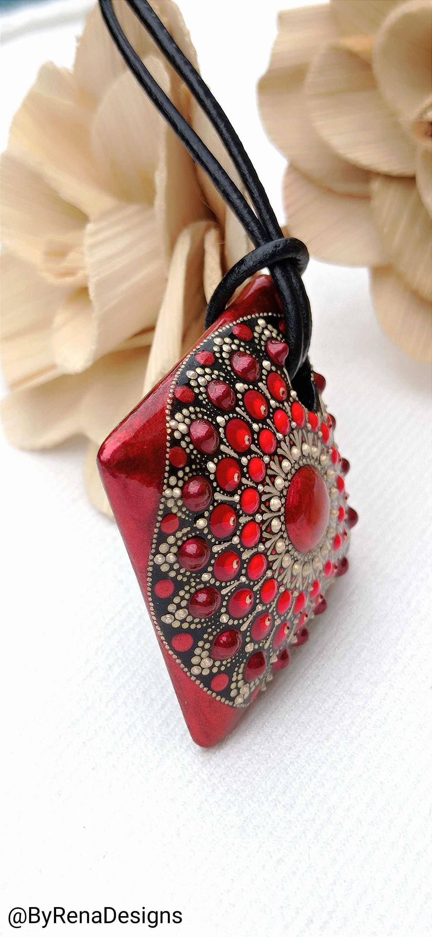 Red gold Mandala Pendant Necklace - Etsy