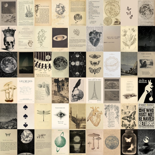 150 S Digital Download Aesthetic Vintage Wall Collage Kit Etsy