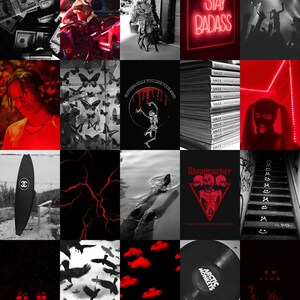 Red and Black Grunge Aesthetic Collage Kit , Dark Grunge Room Decor ...