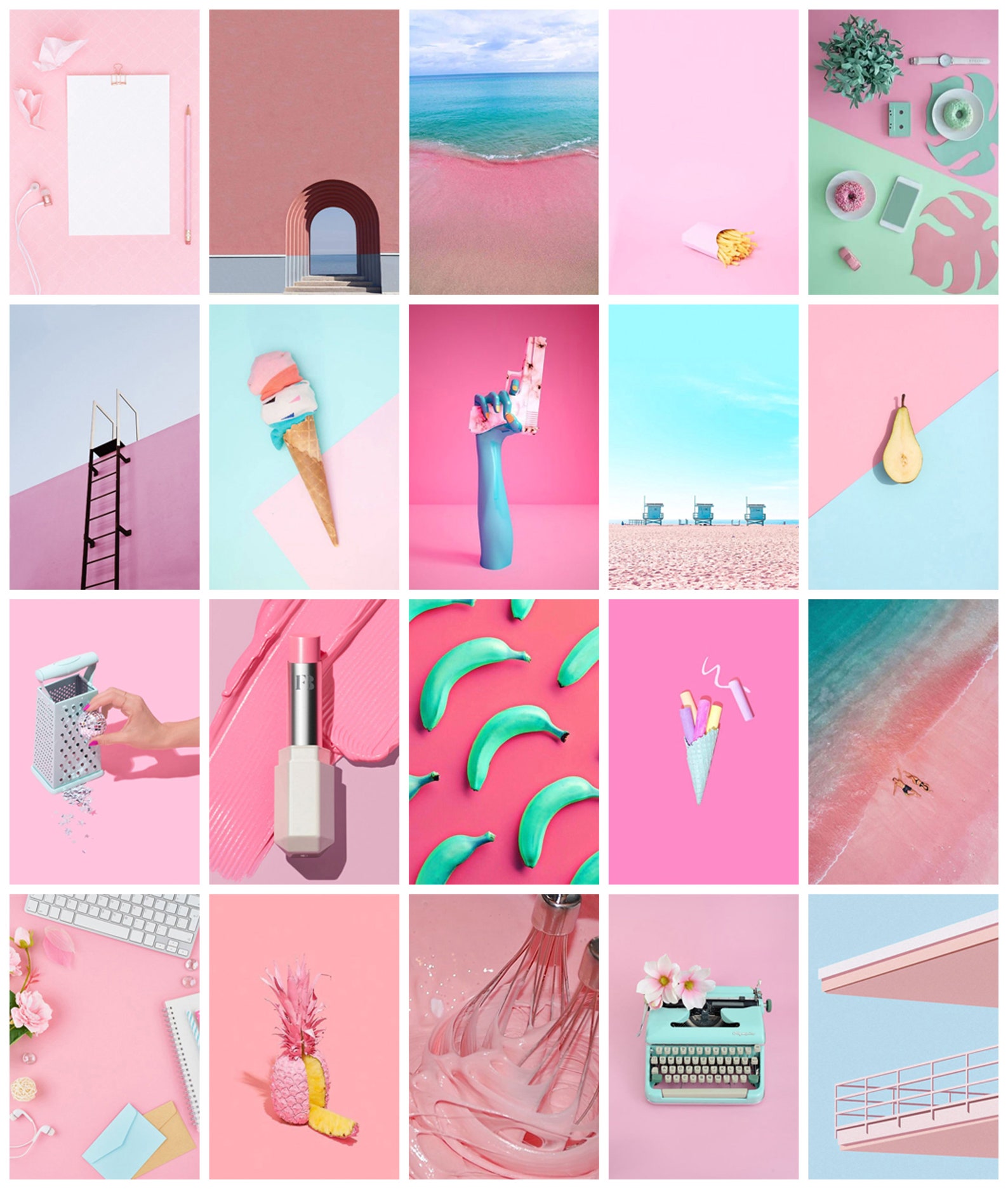 100 Jpgs Digital Download Pastel Collage Kit Aesthetic Pink - Etsy