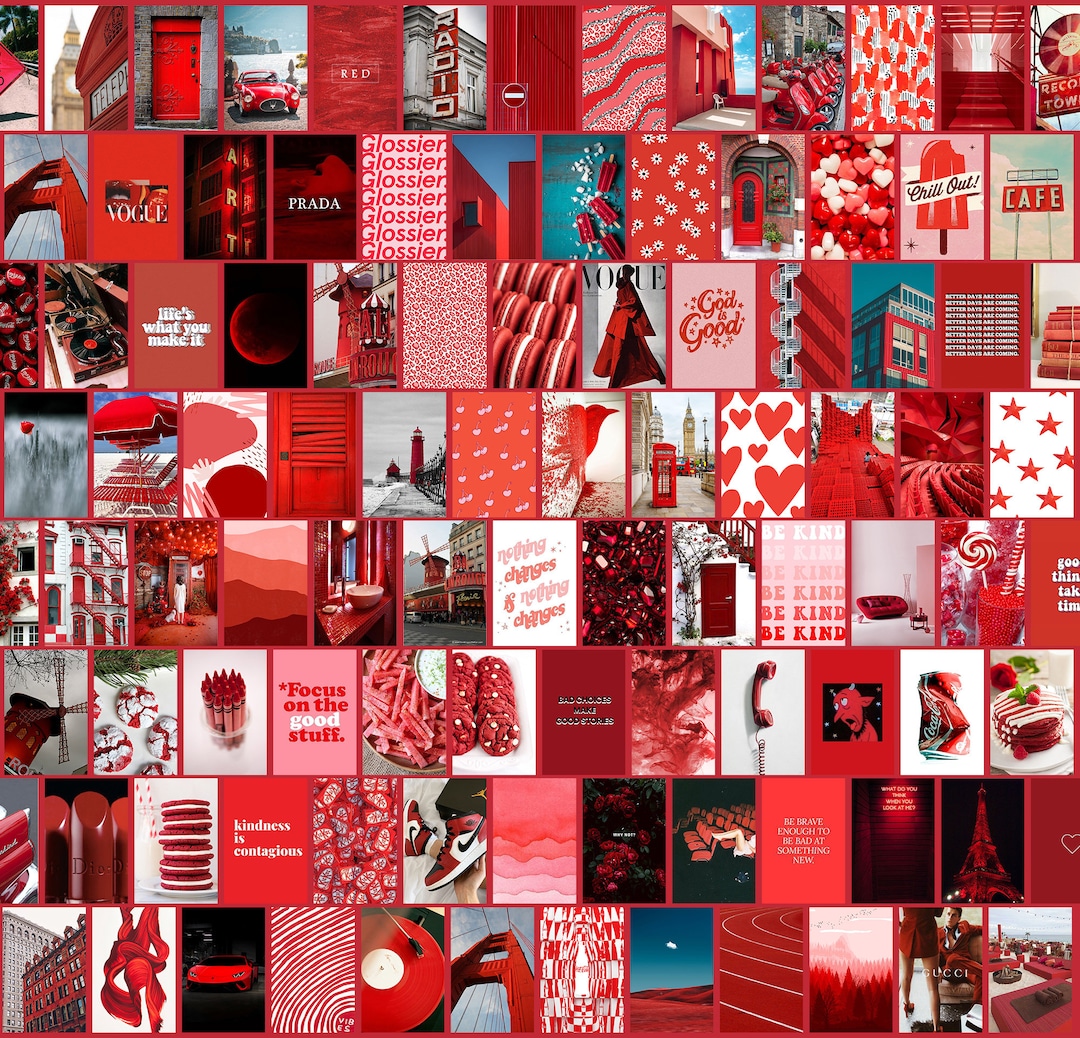 Boujee Red Wall Collage Kit Aesthetic Room Decor Red and - Etsy Australia