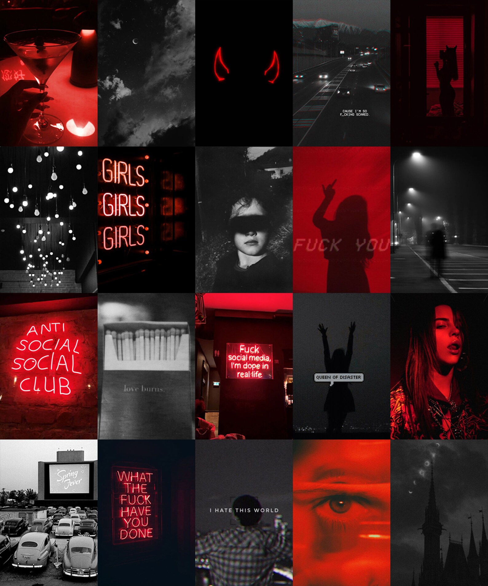 Red and Black Grunge Aesthetic Collage Kit Dark Grunge Room - Etsy