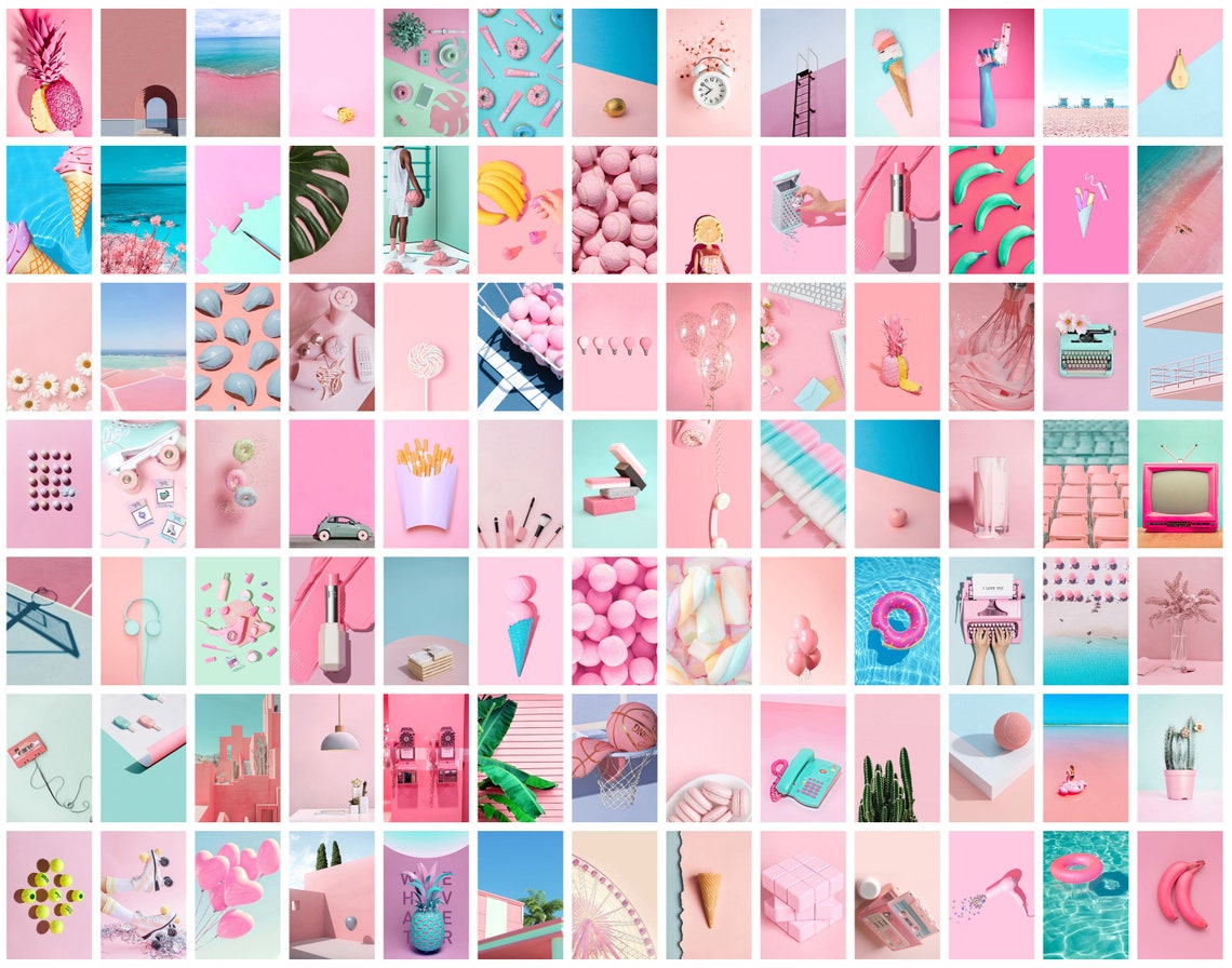 100 Jpgs Digital Download Pastel Collage Kit Aesthetic Pink - Etsy