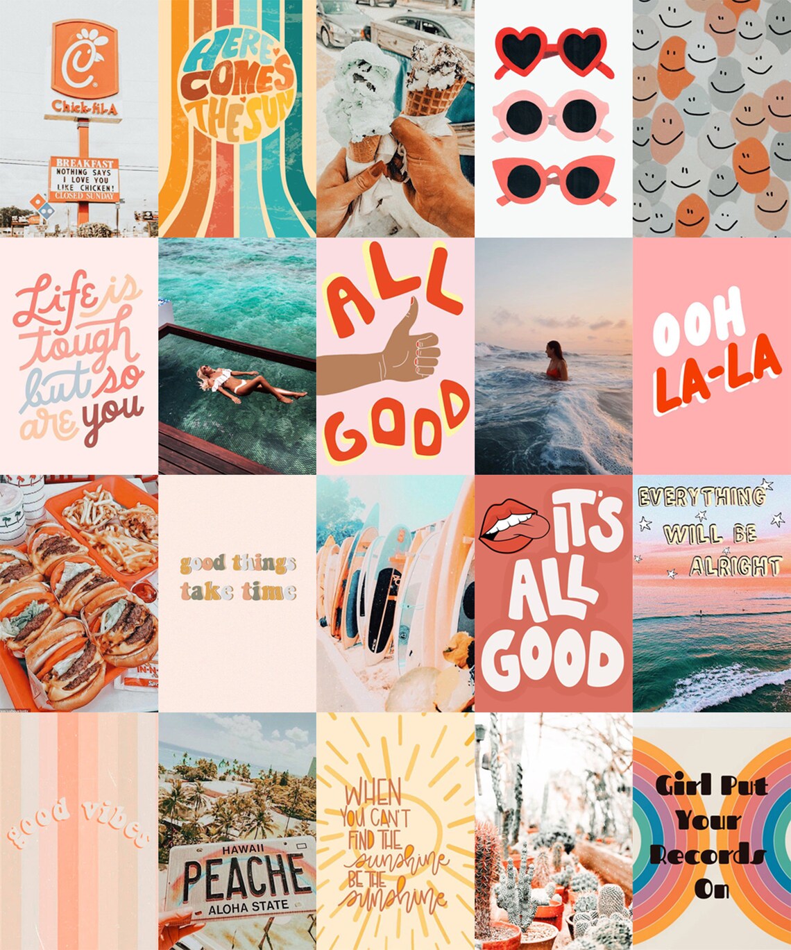 100 Jpgs Digital Download VSCO Peach Aesthetic Wall Collage - Etsy