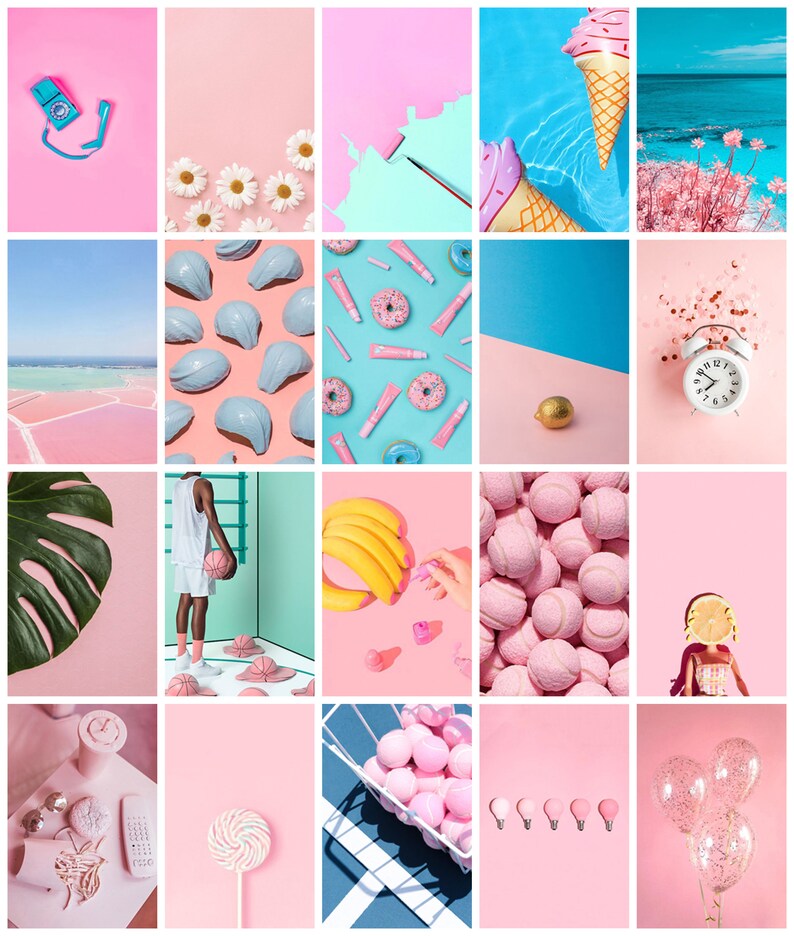 100 Jpgs Digital Download Pastel Collage Kit Aesthetic Pink - Etsy