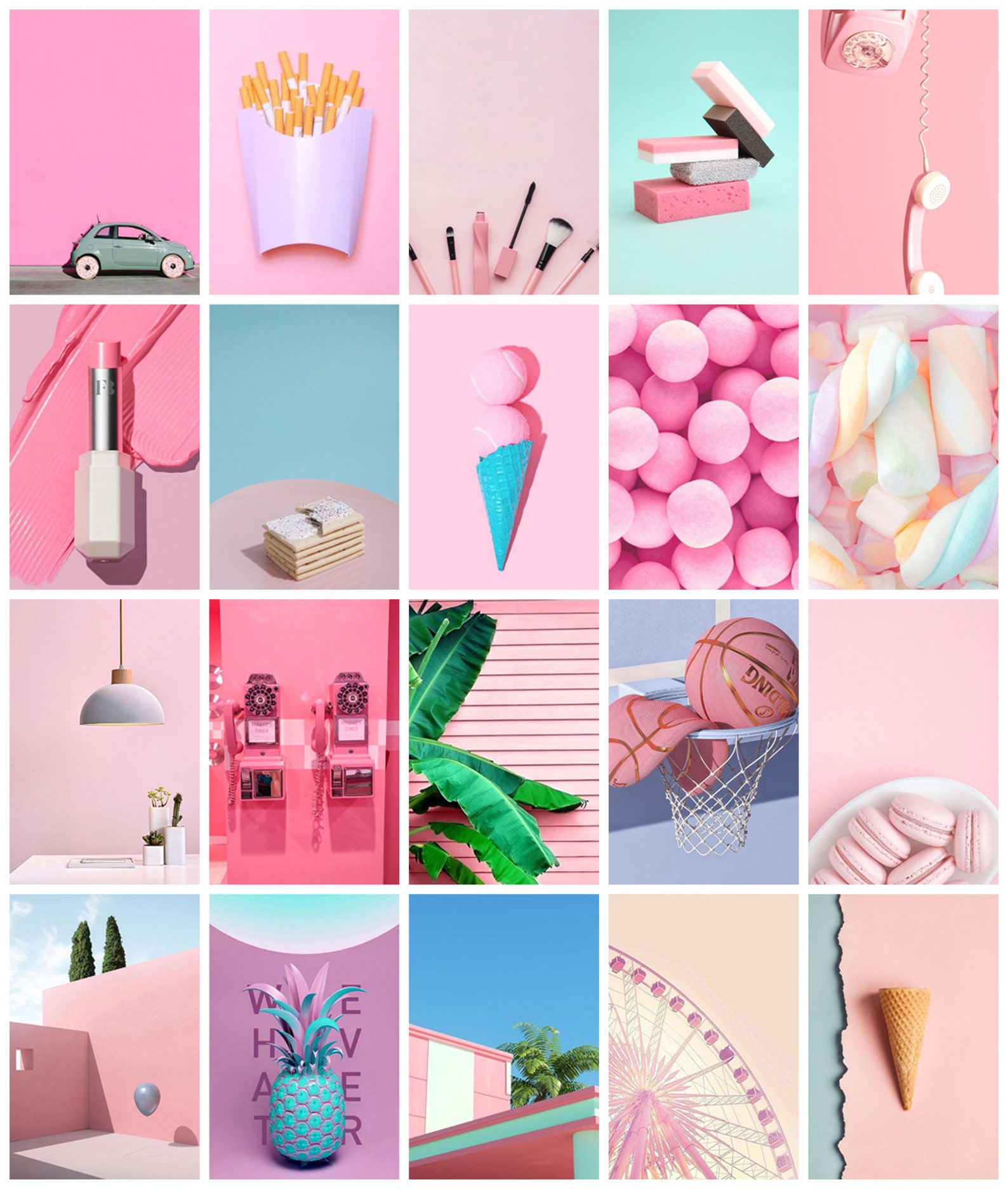 100 Jpgs Digital Download Pastel Collage Kit Aesthetic Pink - Etsy