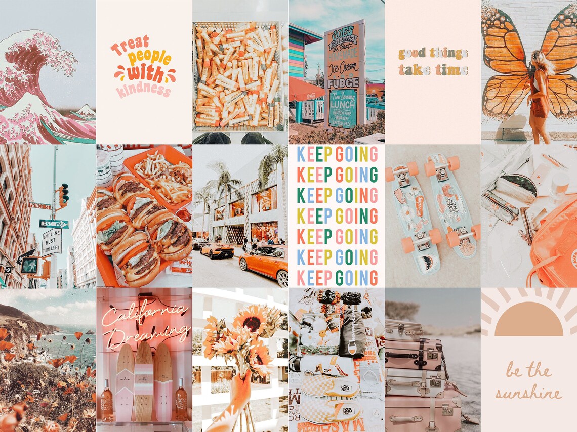 Peach Aesthetic Wall Collage Kit Peach Aesthetic Room Decor - Etsy UK