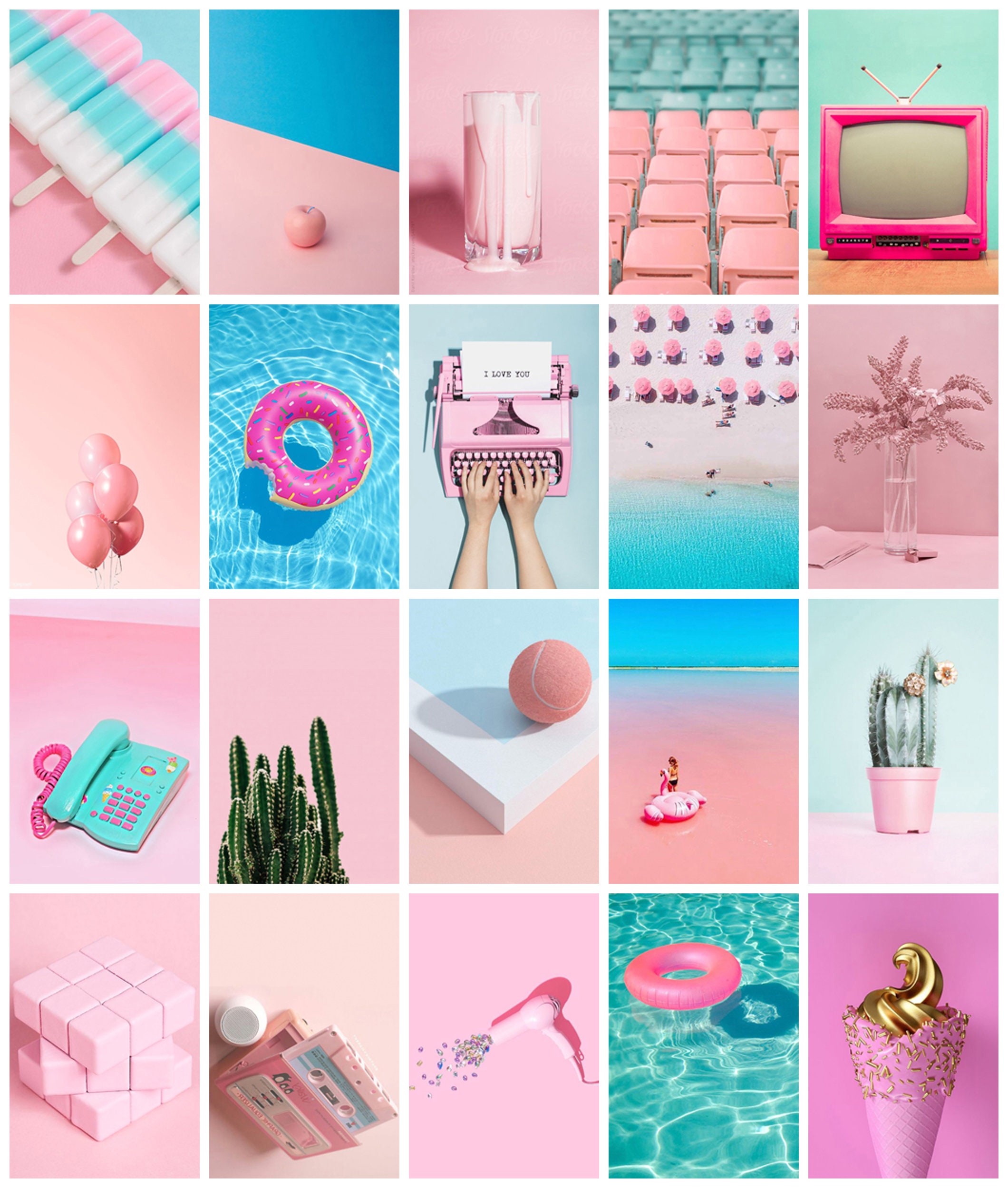 100 Jpgs Digital Download Pastel Collage Kit Aesthetic Pink - Etsy